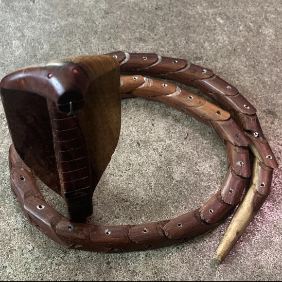 Toys | Vintage Antique Wooden Snake Slither Toy King Cobra Articulating ...
